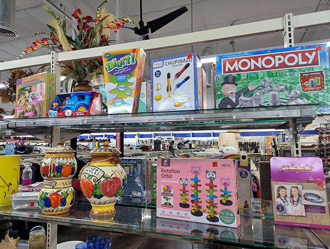 Game night, anyone? From classic Monopoly to forgotten gems, this shelf is like a time capsule of family fun nights.