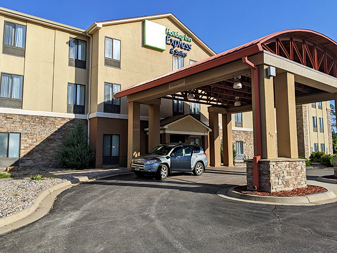 Even chain hotels in Hannibal embrace local character with stone accents and welcoming entrances&mdash;comfort after a day of literary exploration.