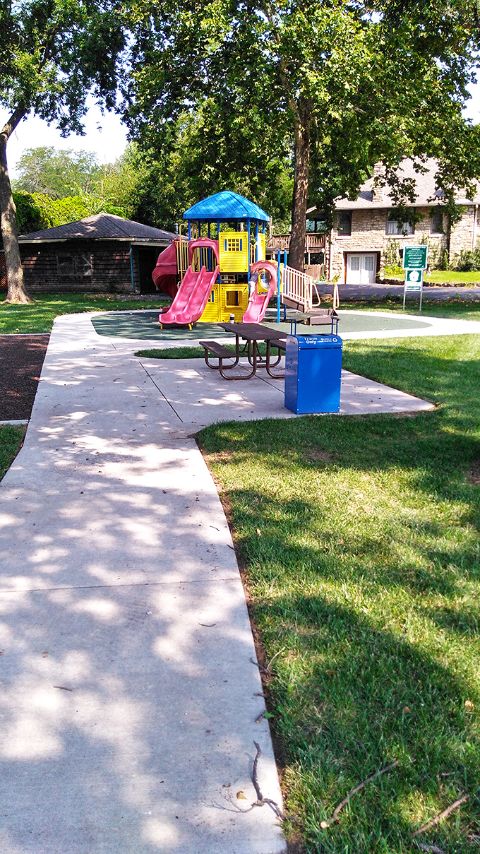 Even royal children need playground time&mdash;this colorful oasis proves that moats and drawbridges have given way to slides and swings.