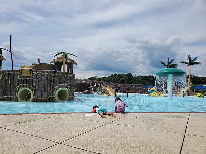 Nothing says "summer victory" like conquering the mushroom fountain. It's nature's shower with a side of childhood wonder.