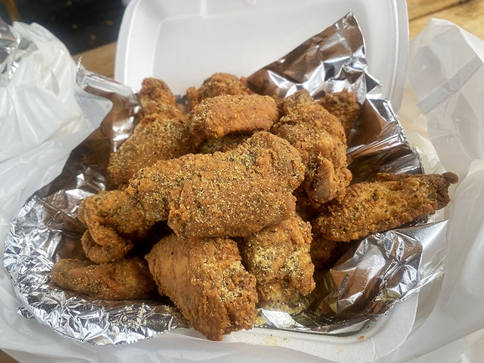 Lemon pepper chicken wings with a seasoning so perfect it should have its own fan club and merchandise line.