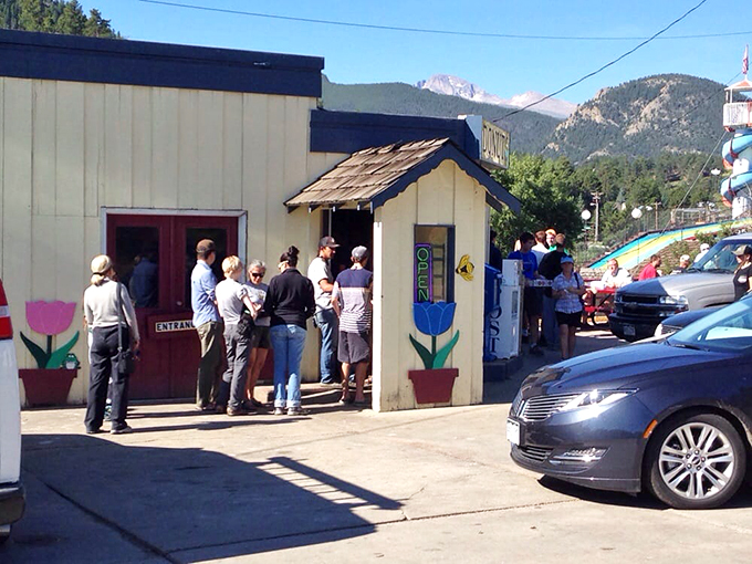 The line that proves good things come to those who wait. Mountain views and donut aromas make this the most pleasant queue in Colorado.