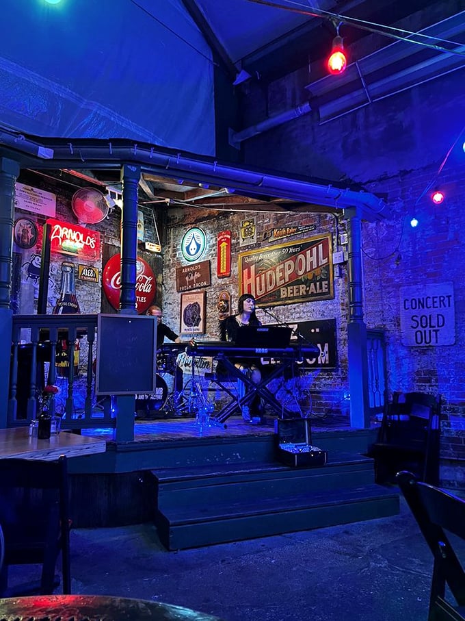 Live music in the courtyard transforms an ordinary evening into the kind of night you'll reference years later&mdash;"Remember that time at Arnold's when&hellip;"