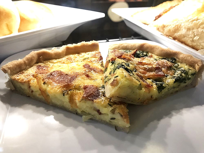 Quiche that would make Julia Child nod in approval. Breakfast, lunch, or dinner &ndash; this savory pie transcends mealtime boundaries with buttery authority.