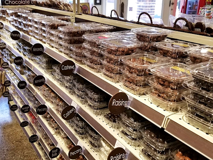 Nuts and chocolate-covered delights organized with the precision of a NASA launch, but with much tastier results.