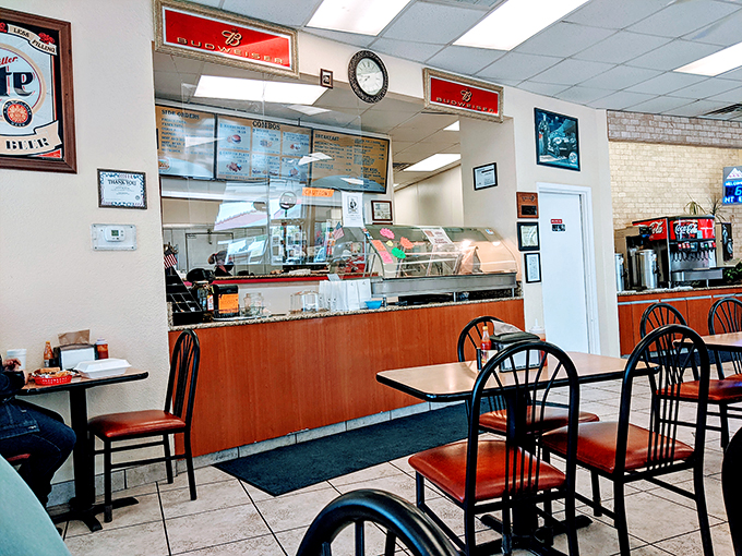 The ordering area: where dreams of beef patties and golden fries begin their journey to delicious reality.