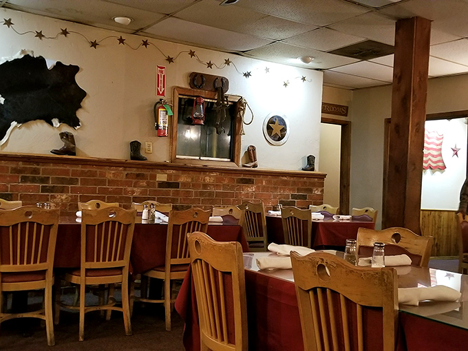 Country charm meets serious dining&mdash;wooden accents, brick walls, and stars that remind you you're in the heart of Oklahoma.