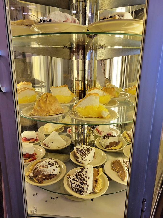 The pie carousel isn't just a display case—it's a rotating wheel of fortune where every spin lands on "delicious."