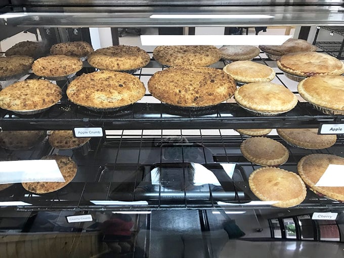 The display case offers a glimpse into pie nirvana. Like choosing a favorite child, selecting just one feels almost criminal.