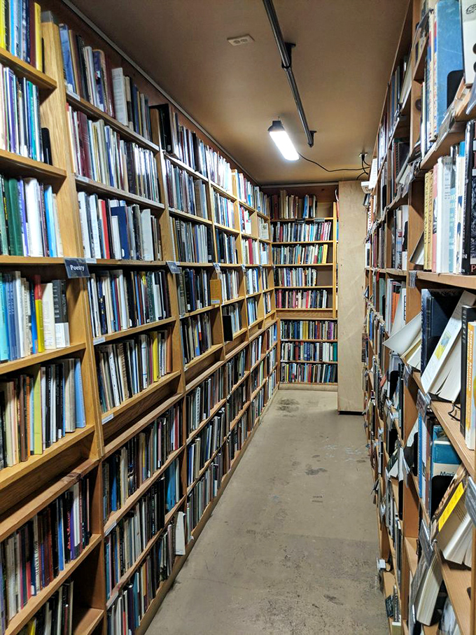 Poetry has its own hallowed corridor. Narrow passages between towering shelves make finding the perfect verse feel like a profound quest.