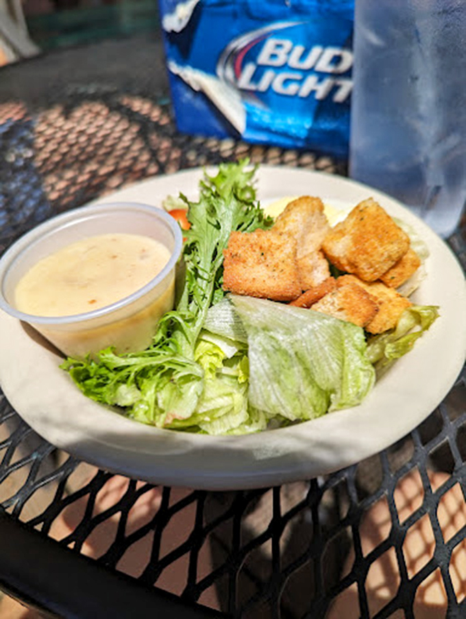 Sometimes the simplest things are the most satisfying &ndash; a crisp salad with homemade dressing served creekside is Medicine Park's version of luxury dining.