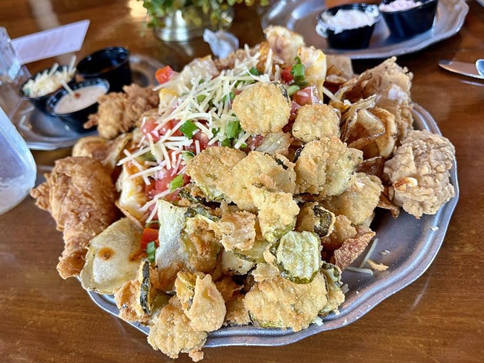 This appetizer sampler isn't just a plate&mdash;it's a festival of fried delights that makes sharing both necessary and slightly heartbreaking.