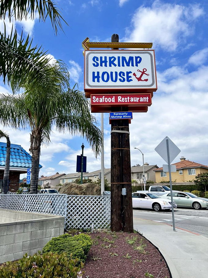 The sign that launched a thousand seafood cravings. Palm trees and blue skies&mdash;the perfect California backdrop for your shrimp pilgrimage.