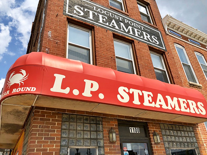The sign proudly announces LP Steamers in a way that says, "Yes, we've been perfecting seafood while others were chasing food trends."