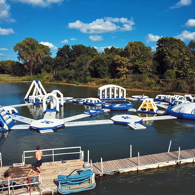 A floating obstacle course that would make even American Ninja Warriors think twice. The perfect blend of challenge and inevitable hilarity.