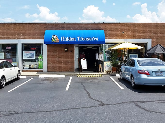 Hidden Treasures lives up to its name with a storefront that promises adventure rather than mere shopping.