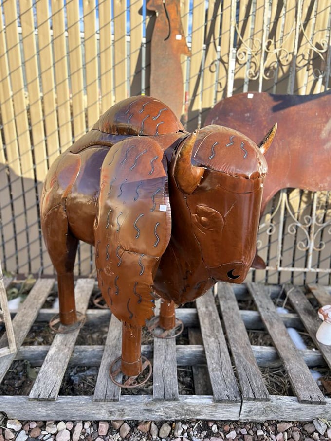 This metal buffalo sculpture has more personality than some people I've interviewed. Perfect for your Colorado garden or entryway.