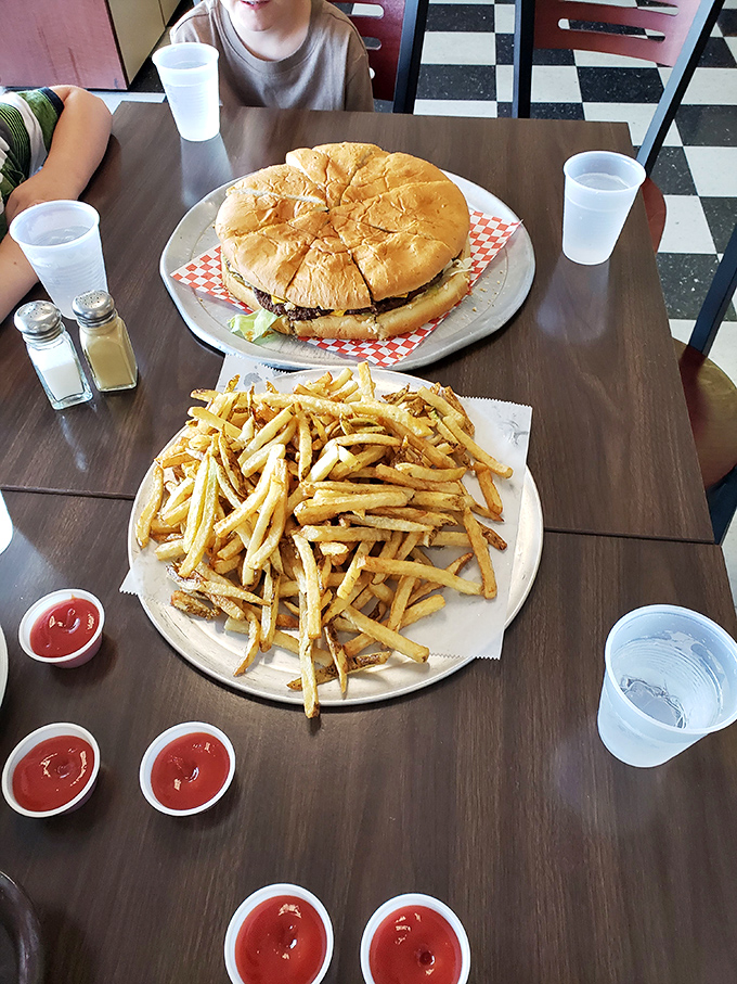 The "bring reinforcements" burger and fries combo that turns lunch into an event worth celebrating.