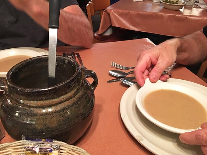 The bean soup arrives in a crock that looks like it survived the Depression &ndash; much like the recipe itself, which remains gloriously unchanged.