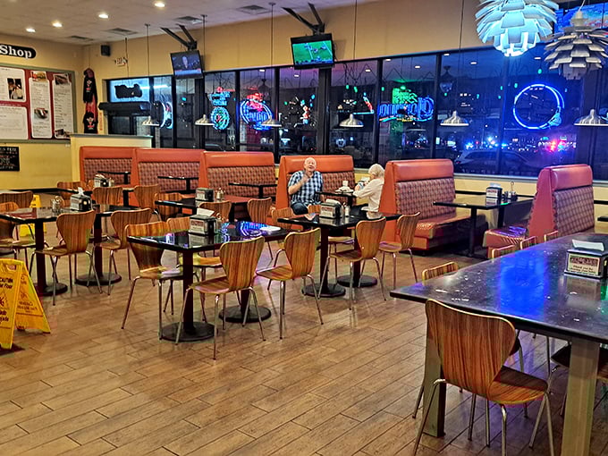 The evening dining room balances casual comfort with just enough style, proving Pete's understands atmosphere as well as it does sandwiches.