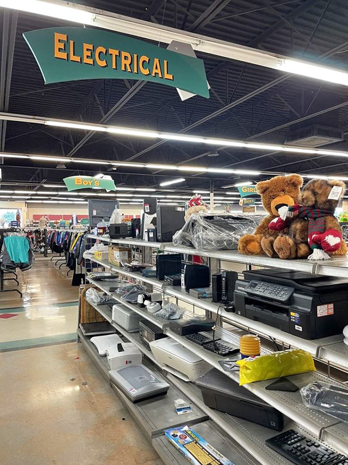 The electrical department - where vintage tech and modern gadgets coexist in a time-traveling display of human innovation.