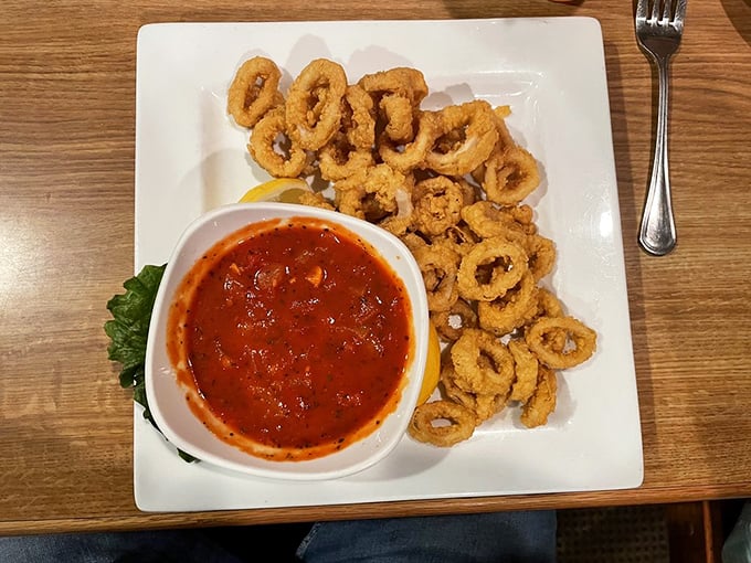 Crispy calamari rings with marinara aren't just an appetizer&mdash;they're edible life preservers rescuing you from the sea of ordinary restaurant starters.