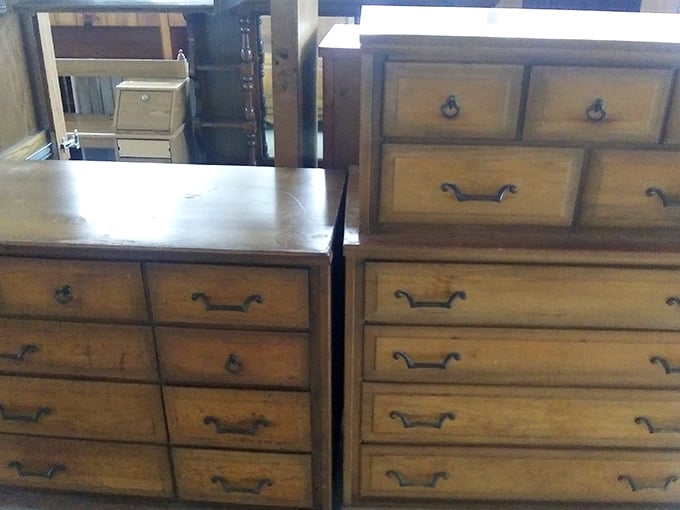 Solid wood dressers built when furniture was meant to last generations. These sturdy beauties just need a little love to shine again.