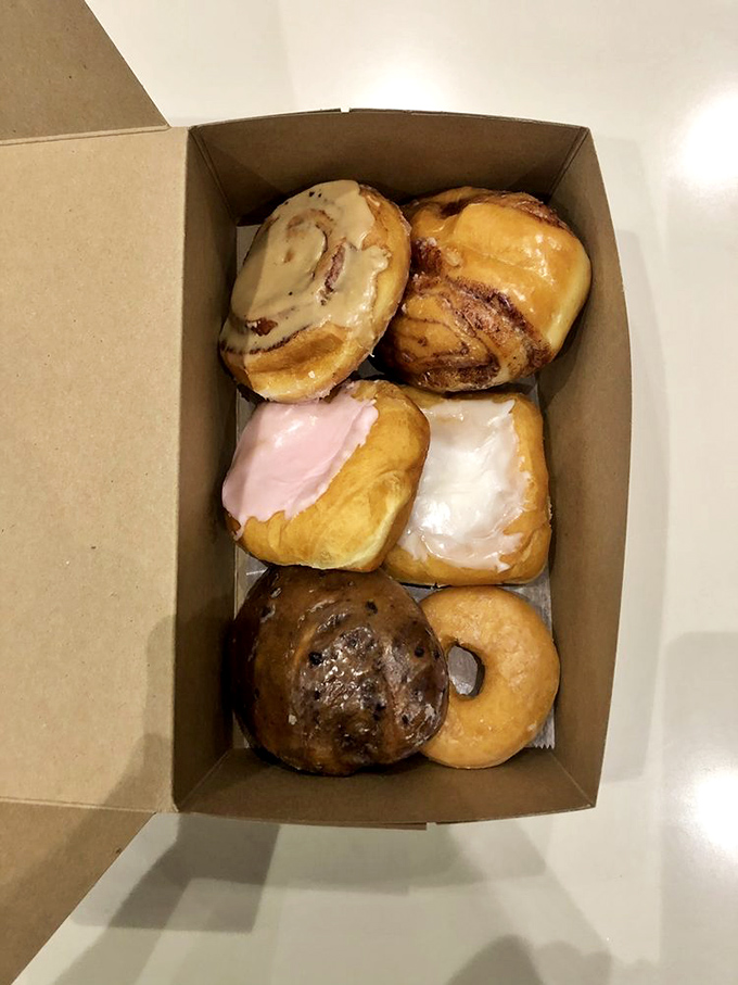Half dozen heaven! The perfect sampler for the indecisive donut lover – or someone practicing remarkable self-restraint.