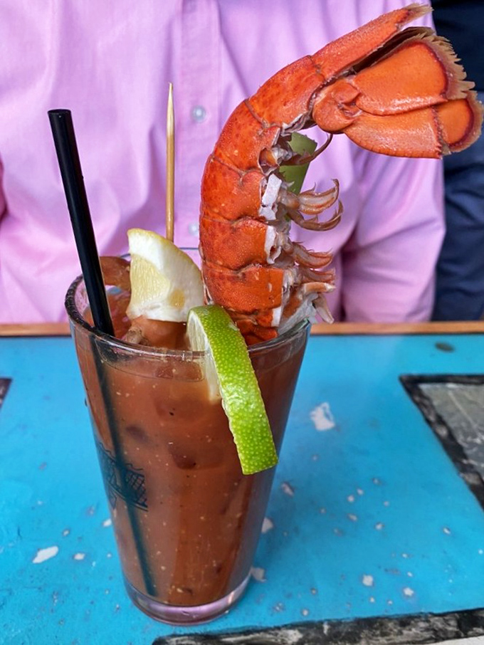 The Bloody Mary that eats like a meal, with a lobster claw that's both garnish and main attraction. Sunday brunch will never be the same.