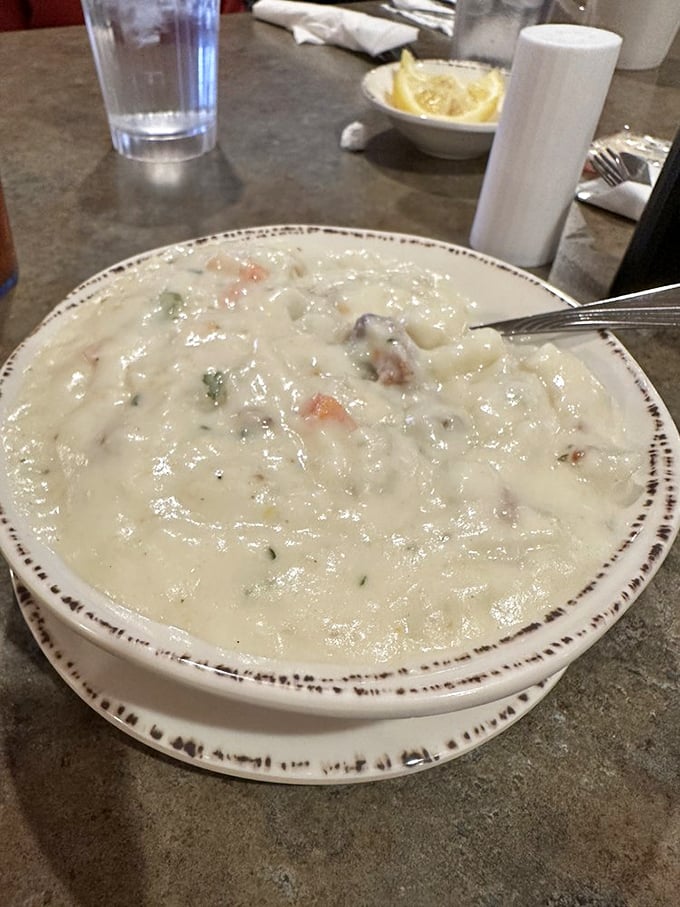 Potato soup so creamy it could qualify as a liquid hug. The kind of comfort that makes you forgive Ohio's winter weather.