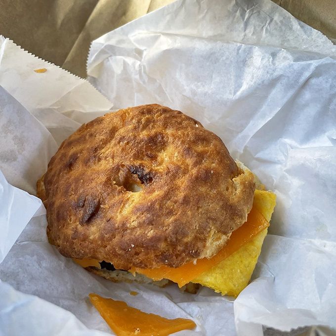 Portable sunshine: This sausage, egg, and cheese creation has probably prevented more morning grumpiness than coffee in Chapel Hill.