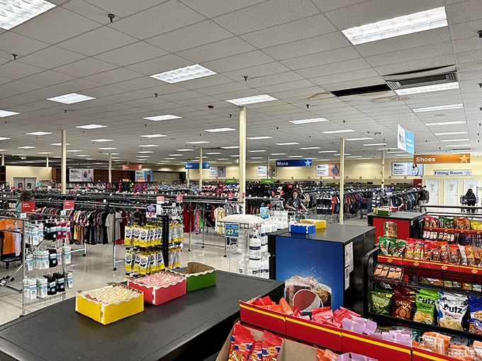 The store's vastness reveals itself from the checkout counter&mdash;a panorama of possibilities stretching across departments and decades.