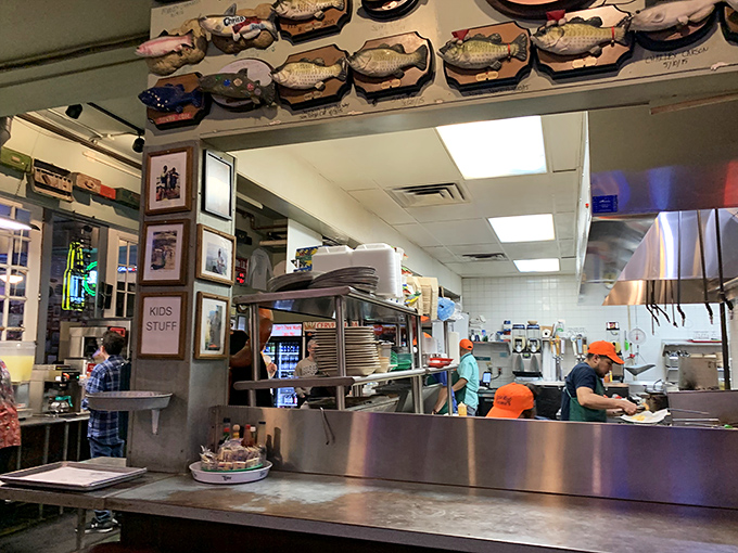 Where the magic happens in full view. The open kitchen operates with the choreographed precision of a delicious ballet.