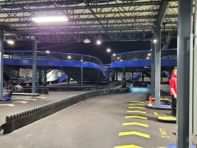 Where the starting line meets the finish line. This colorful track layout would make even NASCAR designers jealous.