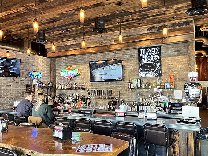 The bar at Bear's proves that good bourbon and great barbecue are civilization's greatest achievements.