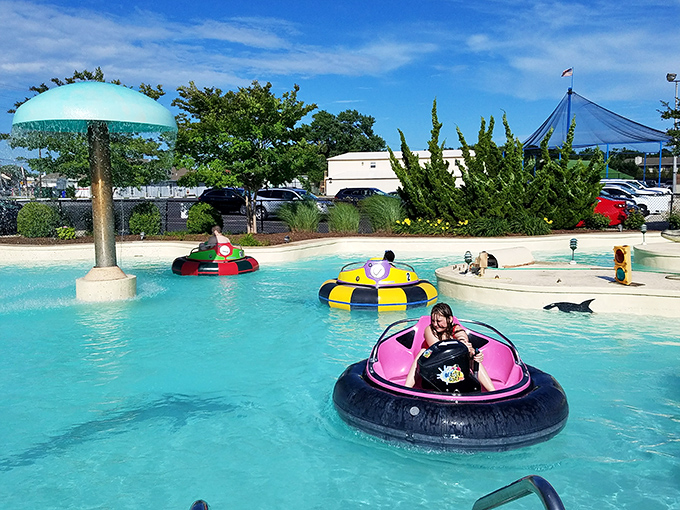 Bumper boats bring the joy of dodgems to water &ndash; colorful vessels ready for gentle collisions and uncontrollable laughter on a hot summer day.