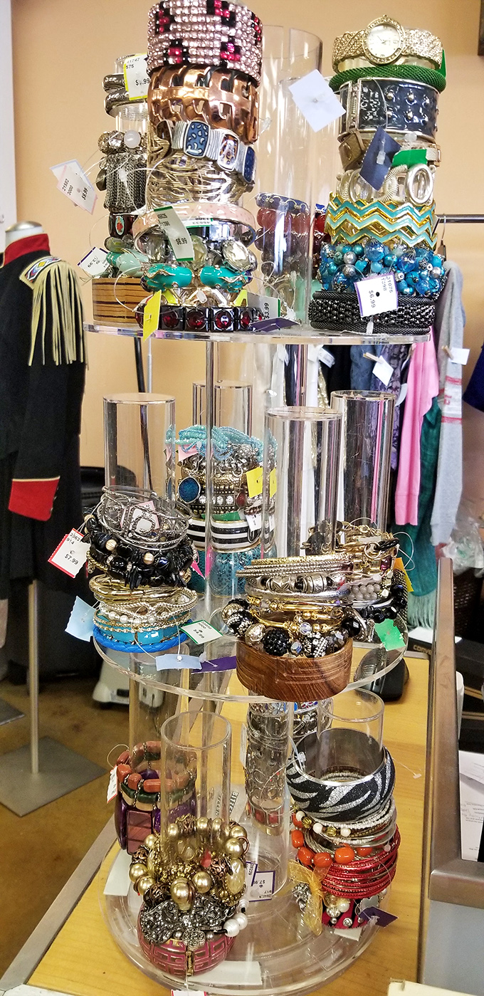 A jewelry display that proves someone's loss is definitely your gain. That turquoise pendant has stories to tell.