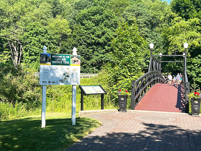 The Oakland Heritage Trail bridge invites exploration with the silent promise that something wonderful waits on the other side.