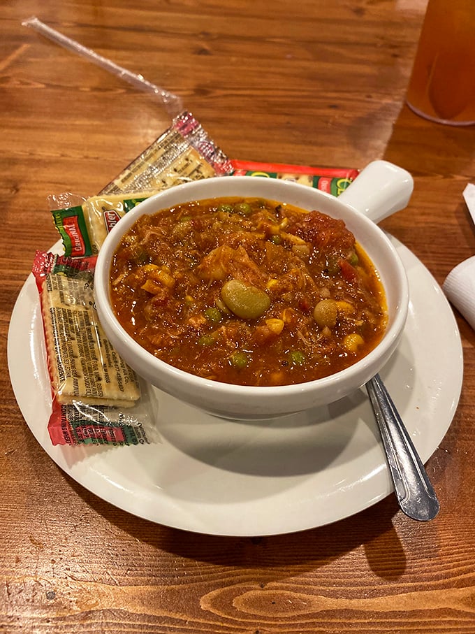 Brunswick stew that looks thick enough to stand a spoon in &ndash; a smoky, savory Southern classic that demands respect.