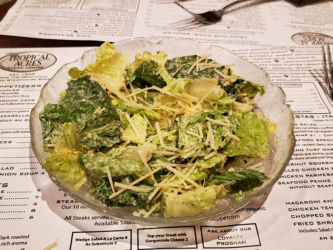 A Caesar salad that Julius himself would approve of—simple, classic, and unapologetically dressed in a way that makes those crisp romaine leaves sing.