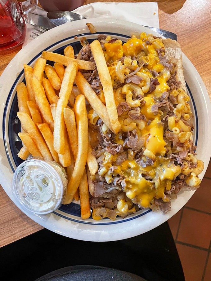 Mac and cheese fell in love with a Philly cheesesteak and created this beautiful love child. Carb paradise found in Tom's River.