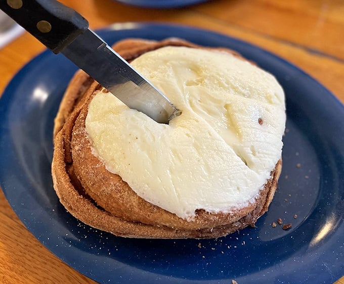 A cinnamon roll that's clearly been working out&mdash;buff, bronzed, and slathered with enough frosting to make you forget your name.