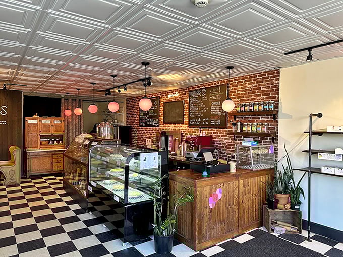 The counter where dreams come true and diets go to die, all under the warm glow of pendant lighting.