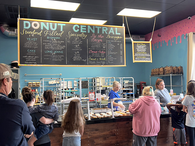 The morning crowd knows the secret&mdash;arrive early or risk missing out. These donut devotees understand the early bird gets the fritter.