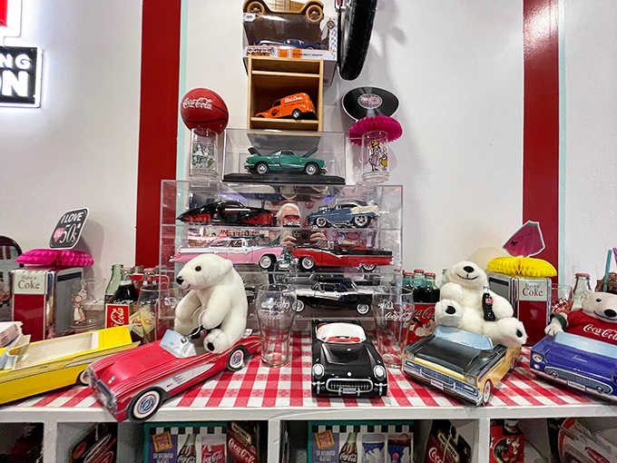 The mini-museum of vintage cars and memorabilia could keep you entertained long after your coffee cup empties.