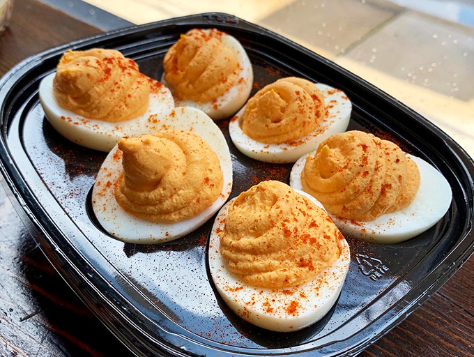 Deviled eggs with a dusting of paprika &ndash; like little clouds of savory heaven that disappeared from every family picnic first.