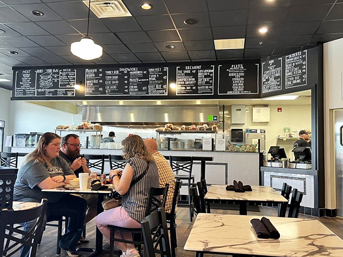 Where East Coast sass meets Midwest charm! This dining room is buzzing with the energy of happy eaters and the promise of sandwiches that'll make your day.