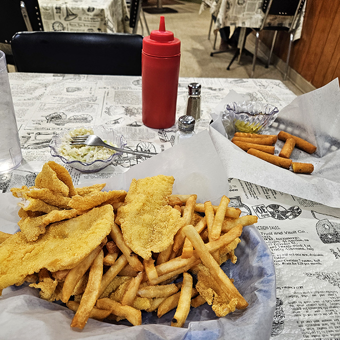 This isn't just fried catfish and fries&mdash;it's edible nostalgia served on paper. The kind of meal that makes you forget your phone exists.