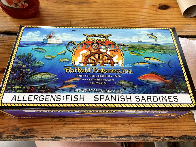 Seafood packaging that screams "Florida fishing heritage" louder than a pelican spotting lunch. Even the boxes tell a story here.