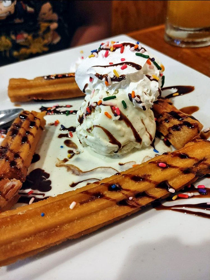 Churros and ice cream: proof that the best relationships are built on contrasts. Hot meets cold in a dessert love story for the ages.